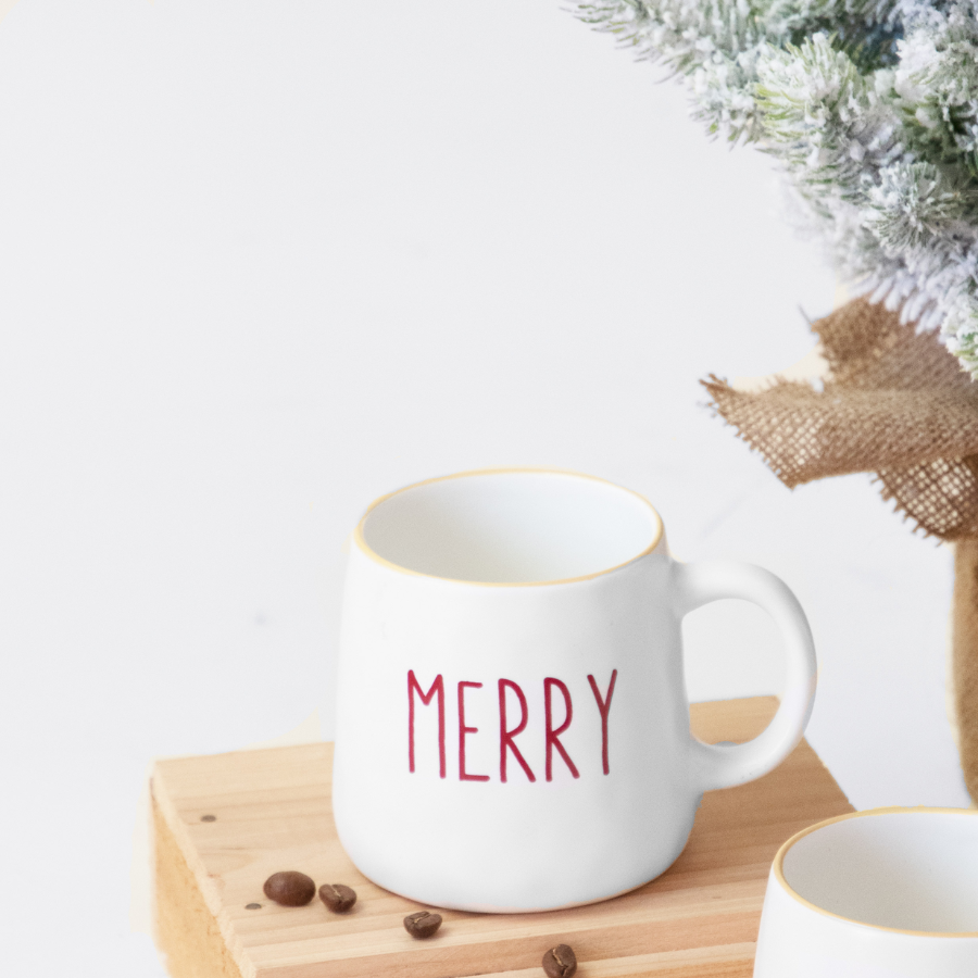 Ceramic White "Merry" Mug - 12 oz — bfearless. at HOME